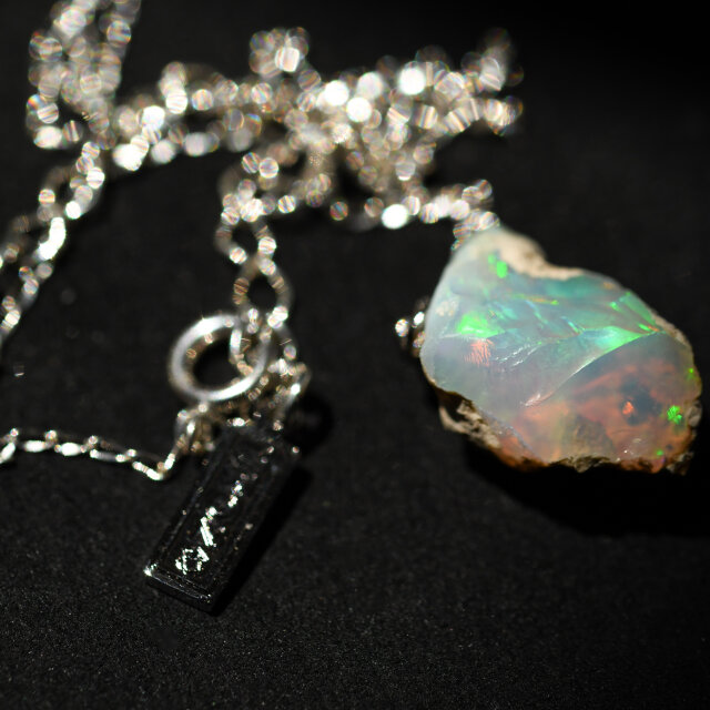 【062 Opal Fest 2023】 オパール 鉱物原石 シルバー925 ネックレス アクセサリー (No.3218) | iichi ハンドメイド・クラフト作品・手仕事品の通販