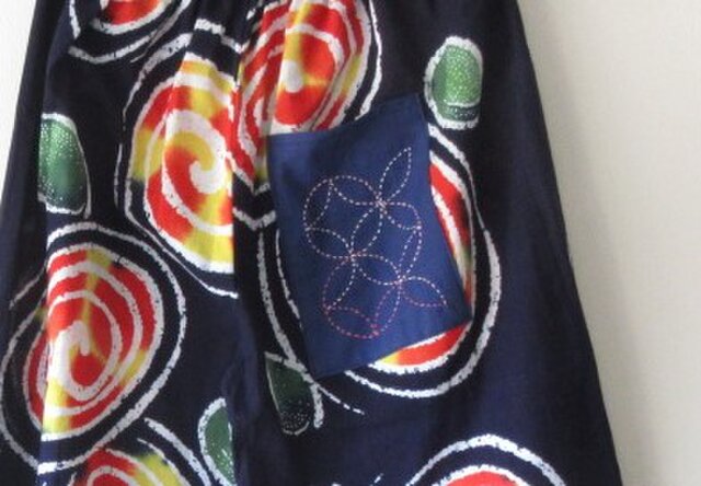 ☆浴衣ガウチョパンツ☆ポケット刺し子♪/31kg94 | iichi 日々の暮らしを心地よくするハンドメイドやアンティークのマーケットプレイス