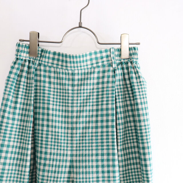 random check wide tuck pants (green pepper) | iichi 日々の暮らしを心地よくするハンドメイドやアンティークのマーケットプレイス