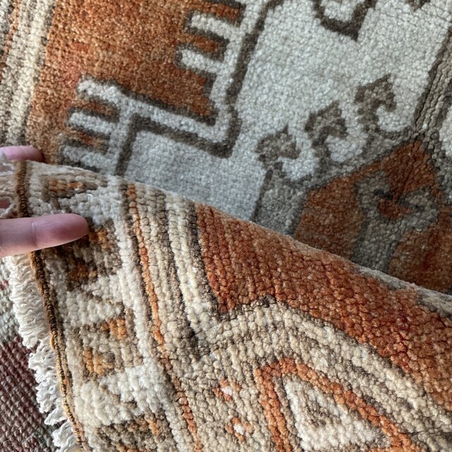 トルコヴィンテージラグ 夕焼けブラウンオレンジ 小さなメダリオン 50×79 | iichi ハンドメイド・クラフト作品・手仕事品の通販