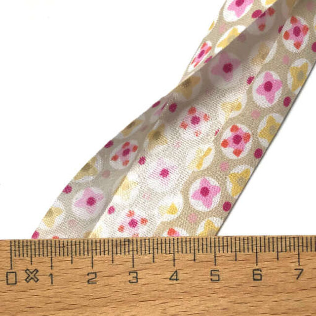 フランス コットン バイアステープ1m フラワードット ピンク系 27mm M-0282 水玉 ドット 花 | iichi ハンドメイド・アンティーク・食品・ギフト・手作り