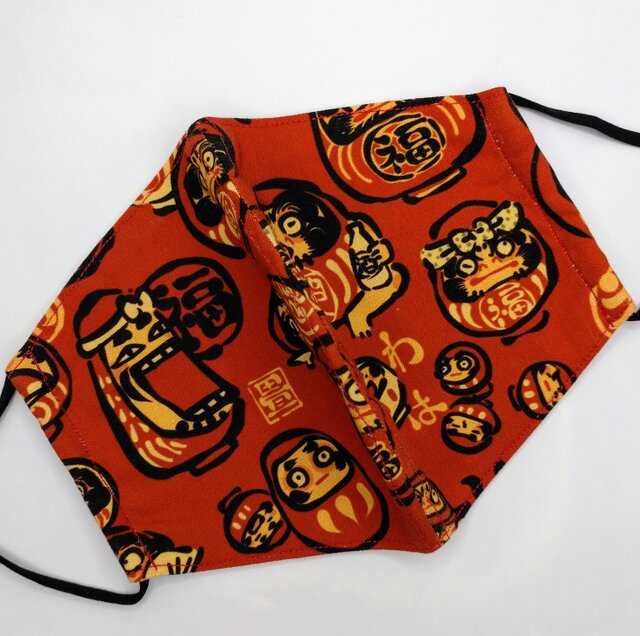 う352 七転八起♪だるま君☆立体マスク | iichi ハンドメイド・クラフト作品・手仕事品の通販