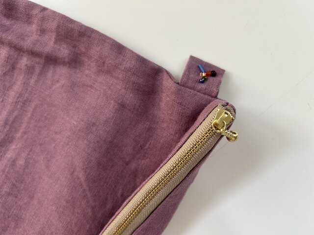 リネンポーチ ファスナー30cm type_ピンク | iichi - ハンドメイド・アンティーク・食品・ギフト・手作り