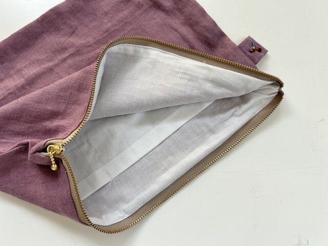 リネンポーチ ファスナー30cm type_ピンク | iichi - ハンドメイド・アンティーク・食品・ギフト・手作り