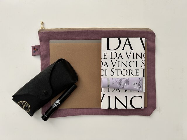 リネンポーチ ファスナー30cm type_ピンク | iichi - ハンドメイド・アンティーク・食品・ギフト・手作り