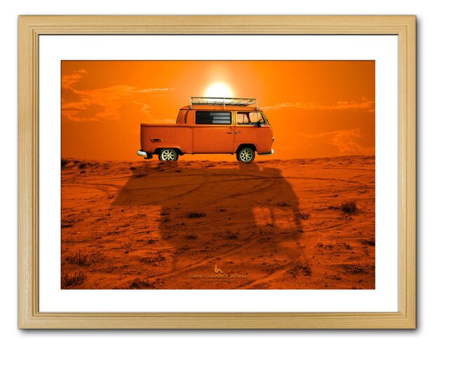 【額付アート写真/A3サイズ】ORANGE PICKUPTRAC （オレンジピックアップトラック） | iichi ハンドメイド・クラフト作品・手仕事品の通販