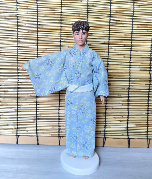 「Nordic…森の秘密/ブルー」30cm男子ドール浴衣 | iichi ハンドメイド・アンティーク・食品・ギフト・手作り
