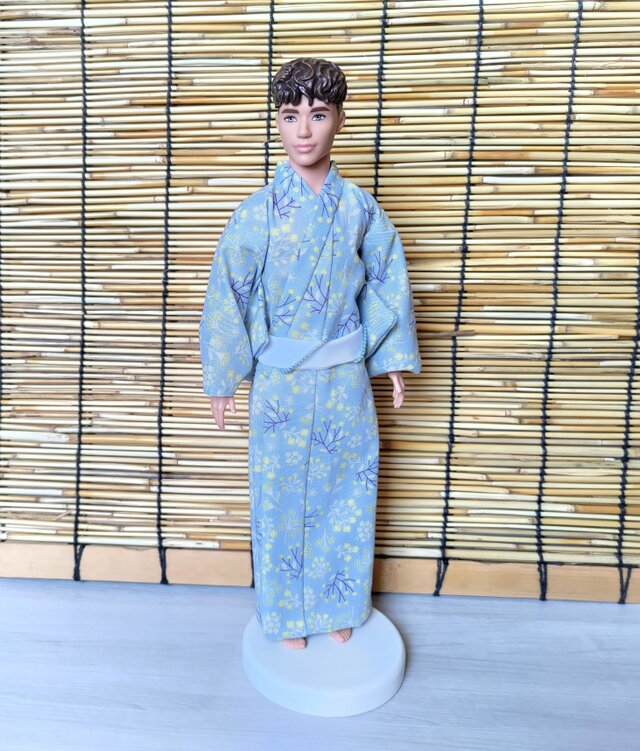 「Nordic…森の秘密/ブルー」30cm男子ドール浴衣 | iichi ハンドメイド・アンティーク・食品・ギフト・手作り