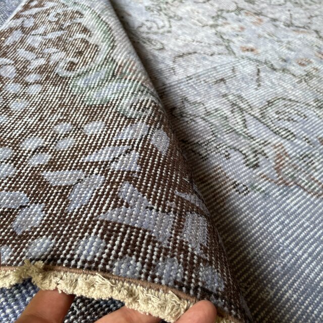 トルコヴィンテージラグ 空色オーバーダイ 超大判 170×274 メダリオン | iichi ハンドメイド・アンティーク・食品・ギフト・手作り