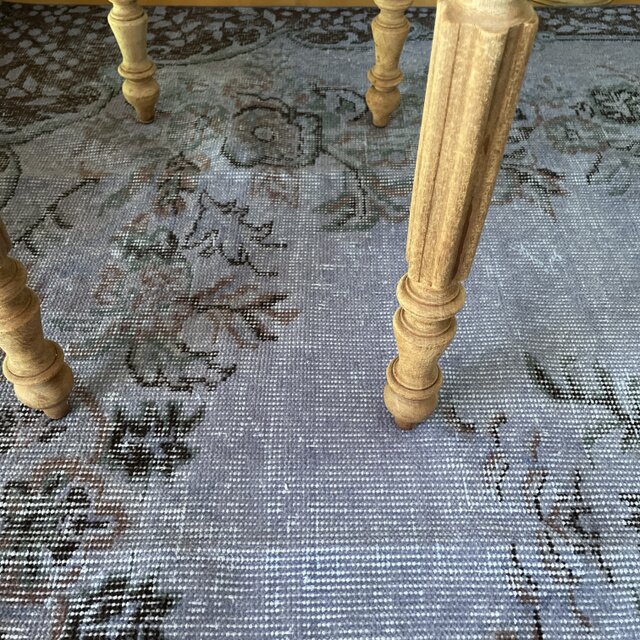 トルコヴィンテージラグ 空色オーバーダイ 超大判 170×274 メダリオン | iichi ハンドメイド・アンティーク・食品・ギフト・手作り