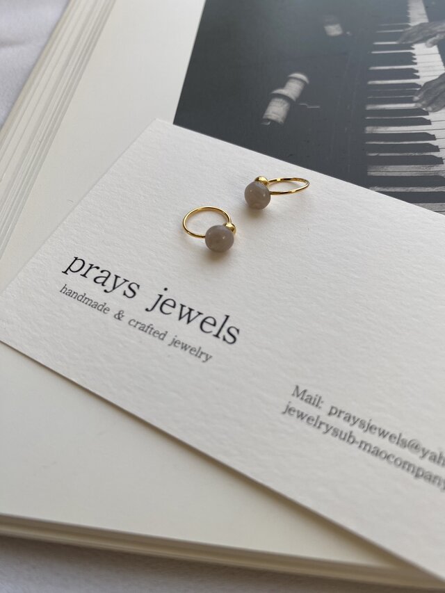 Mini Hoop Vintage グレーマーブル5mm ノンホールピアスイヤカフ | iichi ハンドメイド・アンティーク・食品・ギフト・手作り