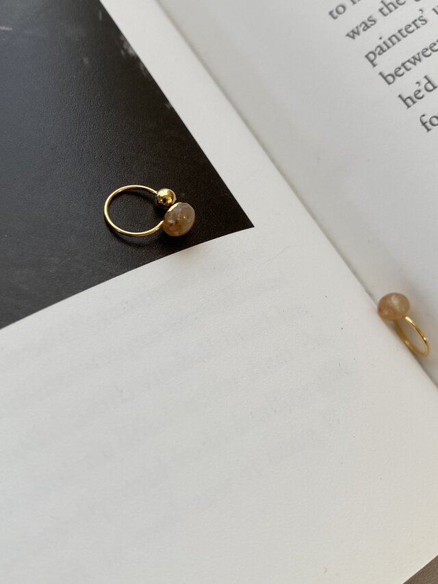 Mini Hoop Vintage ブラウンマーブル5mm ノンホールピアスイヤカフ | iichi ハンドメイド・アンティーク・食品・ギフト・手作り