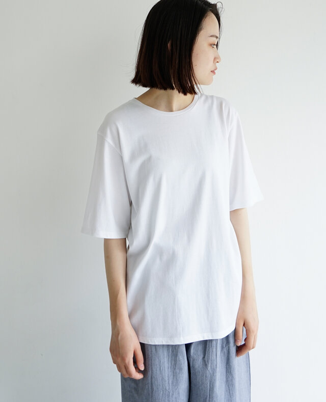 コットンシルク5部袖カットソー/white/size1.2 | iichi 日々の暮らしを心地よくするハンドメイドやアンティークのマーケットプレイス