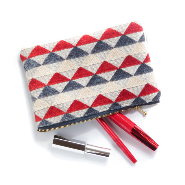 【vistosa(ﾋﾞｽﾄｰｻ)】スペイン生地フラットポーチ（トリコロール） | iichi ハンドメイド・アンティーク・食品・ギフト・手作り