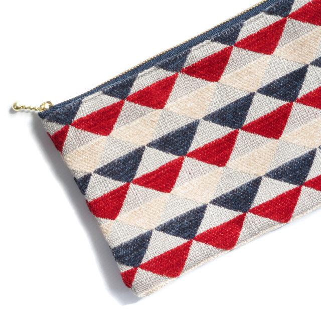 【vistosa(ﾋﾞｽﾄｰｻ)】スペイン生地フラットポーチ（トリコロール） | iichi ハンドメイド・アンティーク・食品・ギフト・手作り