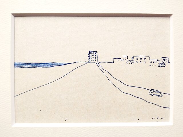 原画「海のある風景/ドローイング」水彩イラスト ※木製額縁入り | iichi 日々の暮らしを心地よくするハンドメイドやアンティークのマーケットプレイス