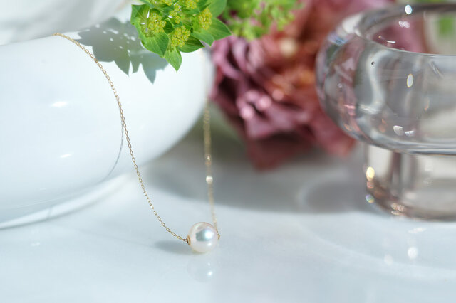 【送料無料】K18 アコヤパール スルー スライドチェーンネックレス 45cm | iichi 日々の暮らしを心地よくするハンドメイドやアンティークのマーケットプレイス