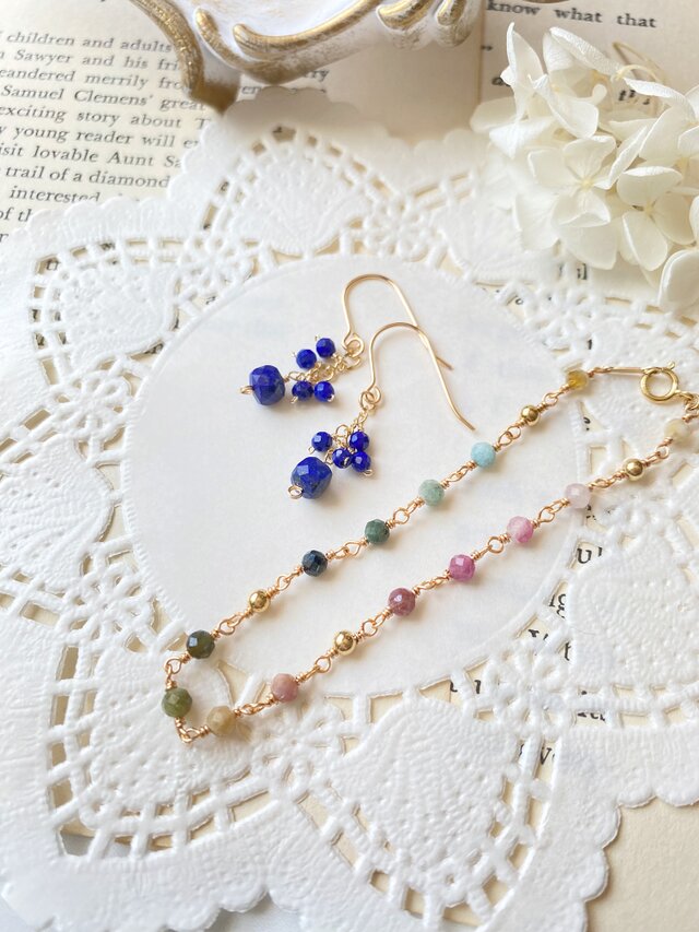 14kgf “Autumn colour” 秋色トルマリンのブレスレット ac/763 | iichi ハンドメイド・アンティーク・食品・ギフト・手作り