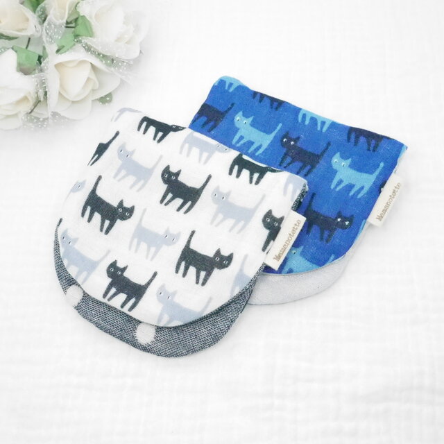 にゃんこだらけ2枚セット｜8重ガーゼハンカチ｜10×20cm｜Gauze Fabric | iichi ハンドメイド・アンティーク・食品・ギフト・手作り