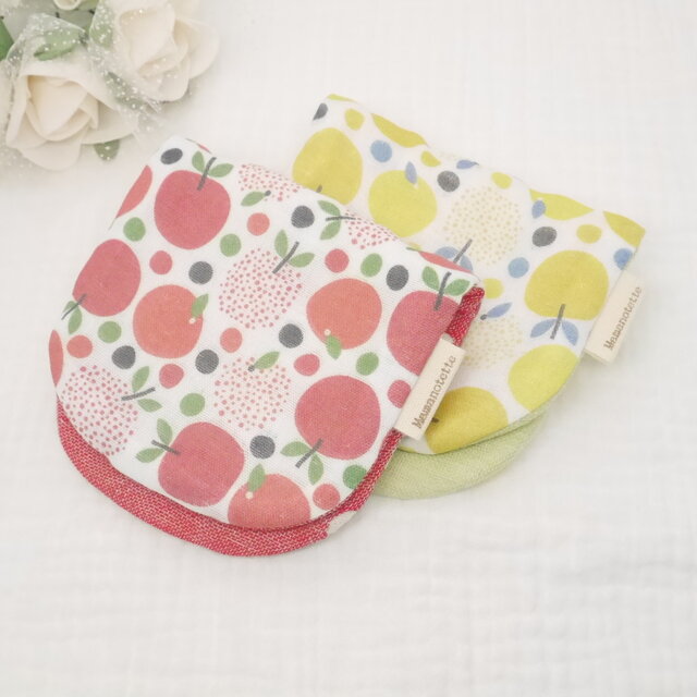 りんご2枚セット｜8重ガーゼハンカチ｜10×20cm｜Gauze Fabric | iichi ハンドメイド・アンティーク・食品・ギフト・手作り