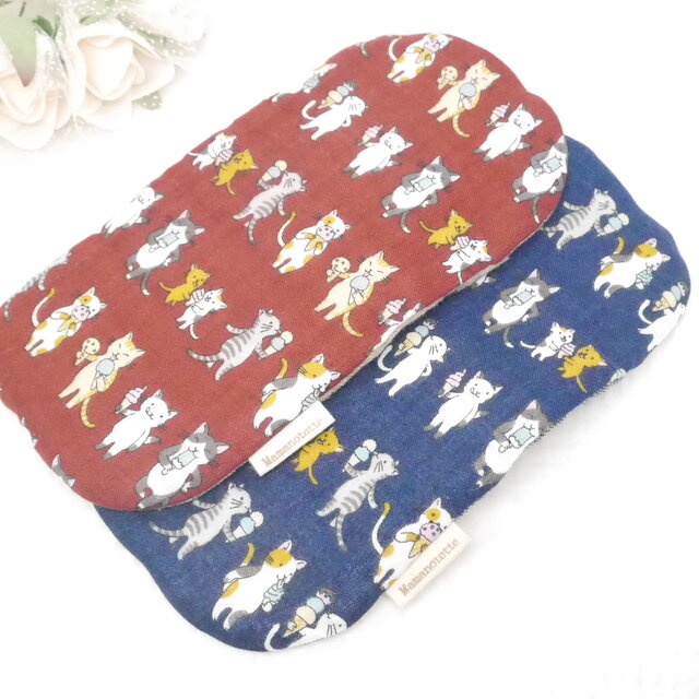 アイス猫2枚セット｜8重ガーゼハンカチ｜10×20cm｜Gauze Fabric | iichi ハンドメイド・アンティーク・食品・ギフト・手作り