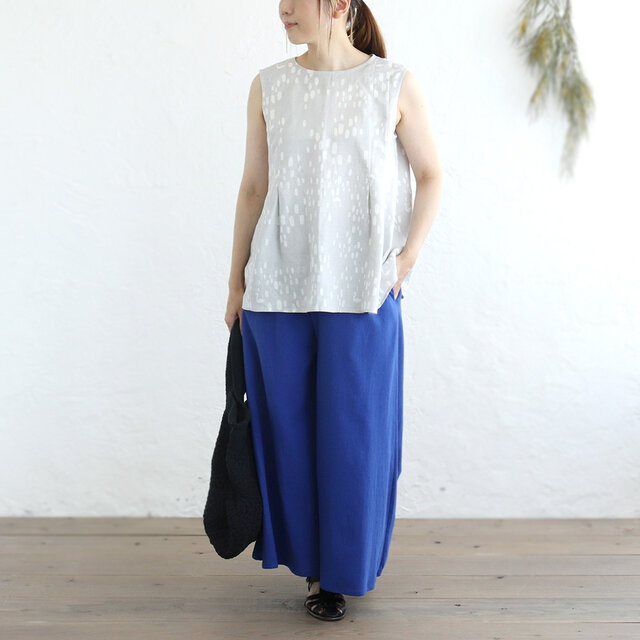 リネン ノースリーブチュニックブラウス （スワン/グレー）TP25 | iichi 日々の暮らしを心地よくするハンドメイドやアンティークのマーケットプレイス