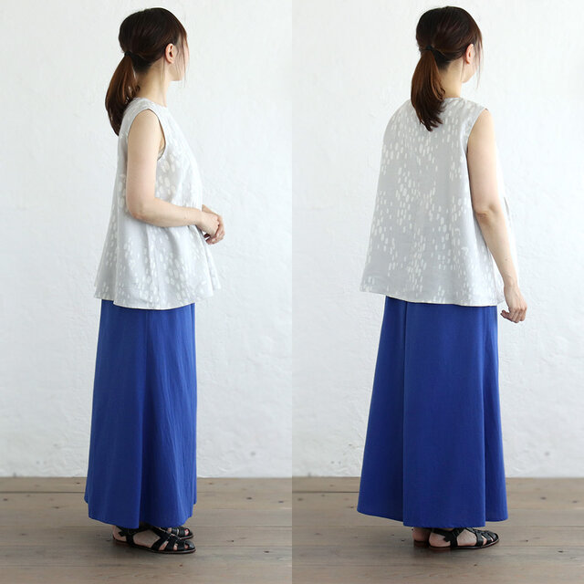 リネン ノースリーブチュニックブラウス （スワン/グレー）TP25 | iichi 日々の暮らしを心地よくするハンドメイドやアンティークのマーケットプレイス