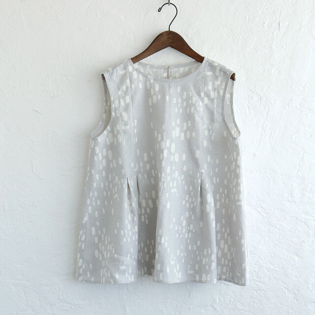 リネン ノースリーブチュニックブラウス （スワン/グレー）TP25 | iichi 日々の暮らしを心地よくするハンドメイドやアンティークのマーケットプレイス