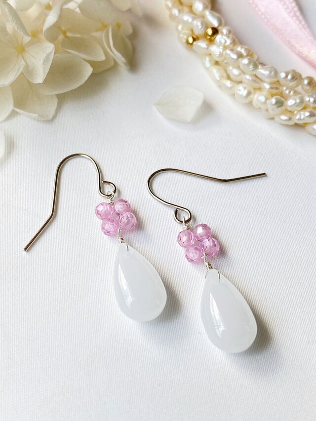 « rococo » キュービックジルコニアとドロップガラスのピアス ac/766 | iichi ハンドメイド・アンティーク・食品・ギフト・手作り