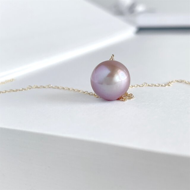 メタリックゴールドなパープル色 ルベルパールのペンダント(K14gf）11.5mm | iichi ハンドメイド・アンティーク・食品・ギフト・手作り