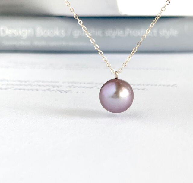 メタリックゴールドなパープル色 ルベルパールのペンダント(K14gf）11.5mm | iichi ハンドメイド・アンティーク・食品・ギフト・手作り