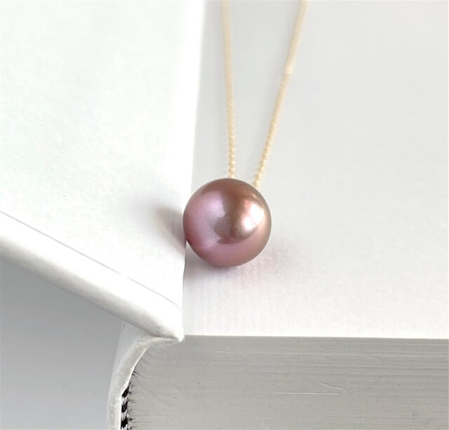 ルベルパール ゴールドメタリック&パープル ペンダントネックレス（K14gf）11.5mm | iichi ハンドメイド・アンティーク・食品・ギフト・手作り