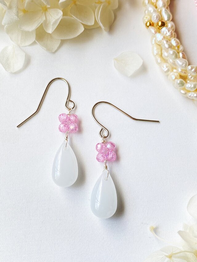 « rococo » 淡水パールとフラワーガラスのピアス ac/765 | iichi ハンドメイド・アンティーク・食品・ギフト・手作り