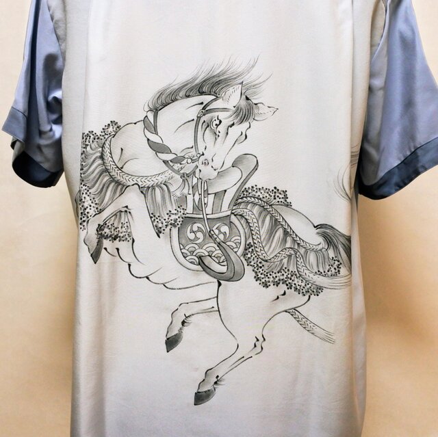 着物リメイク オープンカラーシャツ | iichi ハンドメイド・アンティーク・食品・ギフト・手作り