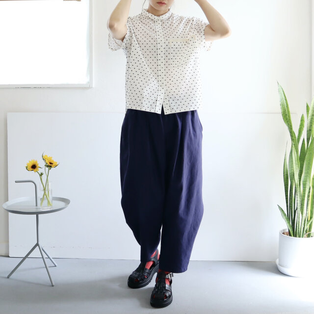 chibi-collar shirt (beige dot) | iichi ハンドメイド・アンティーク・食品・ギフト・手作り