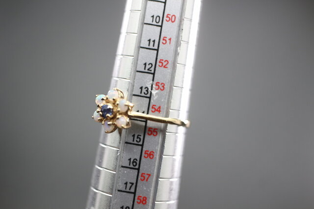 英国 ビンテージ イギリス ゴールド 指輪 リング 天然 サファイア オパール 純金率 375 宝石 ジ鑑定書 J106 | iichi ハンドメイド・アンティーク・食品・ギフト・手作り