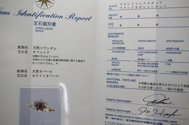 英国 ビンテージ イギリス ゴールド 指輪 リング 天然 サファイア オパール 純金率 375 宝石 ジ鑑定書 J106 | iichi ハンドメイド・アンティーク・食品・ギフト・手作り