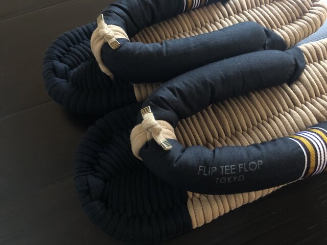 No.180【FLIP TEE FLOP】26cm《PLUS+》布ぞうり ブラック モカ リボンテープ | iichi - ハンドメイド・アンティーク・食品・ギフト・手作り