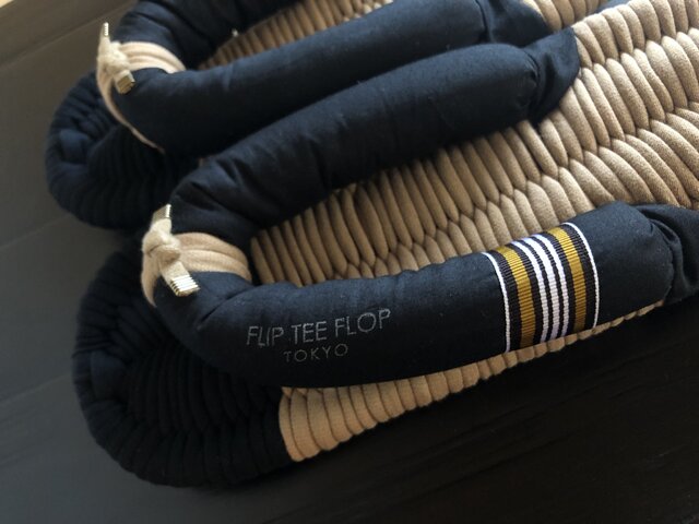No.180【FLIP TEE FLOP】26cm《PLUS+》布ぞうり ブラック モカ リボンテープ | iichi - ハンドメイド・アンティーク・食品・ギフト・手作り