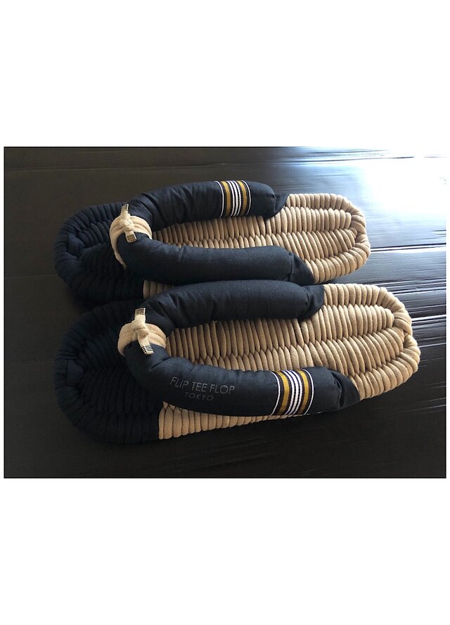 No.180【FLIP TEE FLOP】26cm《PLUS+》布ぞうり ブラック モカ リボンテープ | iichi - ハンドメイド・アンティーク・食品・ギフト・手作り