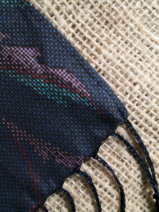 細ストール大島紬（ 藍ピンク草花）39308 | iichi 日々の暮らしを心地よくするハンドメイドやアンティークのマーケットプレイス