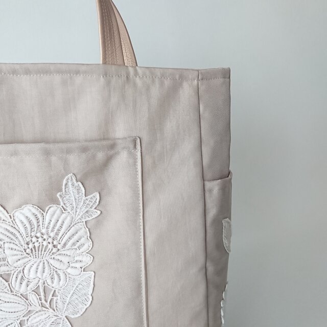 motif lace tote [beige] | iichi - ハンドメイド・アンティーク・食品・ギフト・手作り