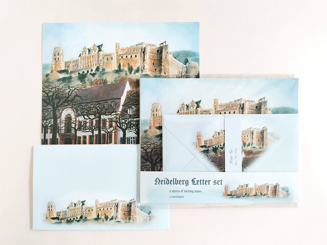 風景画レターセット～ハイデルベルクｰ丘の上の古城～ 訳あり品 | iichi 日々の暮らしを心地よくするハンドメイドやアンティークのマーケットプレイス