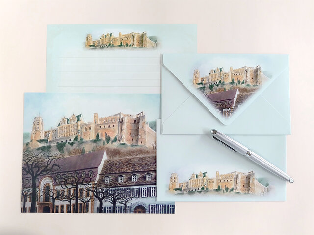 風景画レターセット～ハイデルベルクｰ丘の上の古城～ 訳あり品 | iichi 日々の暮らしを心地よくするハンドメイドやアンティークのマーケットプレイス