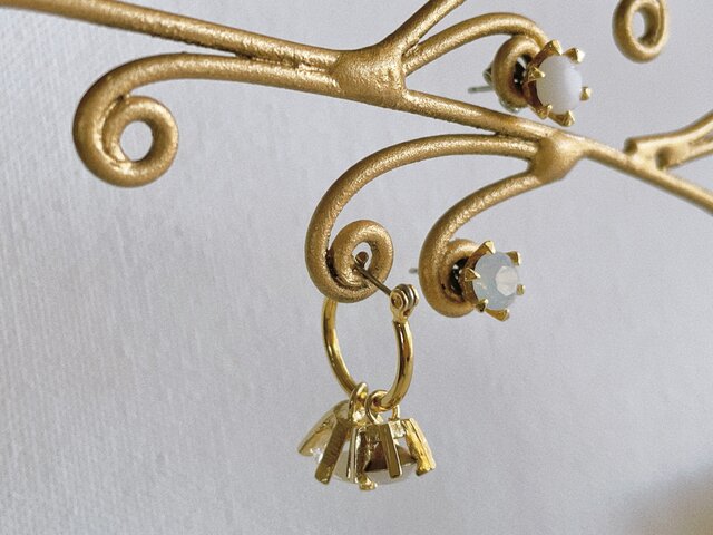 ツメ石 3point setピアス(Gold) | iichi - ハンドメイド・アンティーク・食品・ギフト・手作り