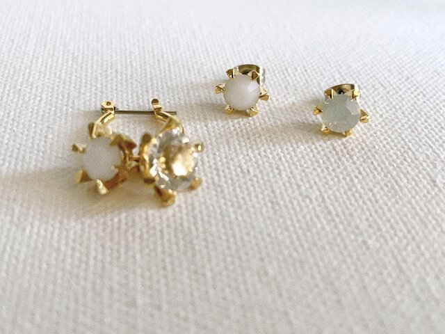 ツメ石 3point setピアス(Gold) | iichi - ハンドメイド・アンティーク・食品・ギフト・手作り