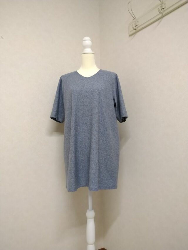 シンプルプルオーバー。ブルーグレー鹿の子。BLPO-156 | iichi - ハンドメイド・アンティーク・食品・ギフト・手作り