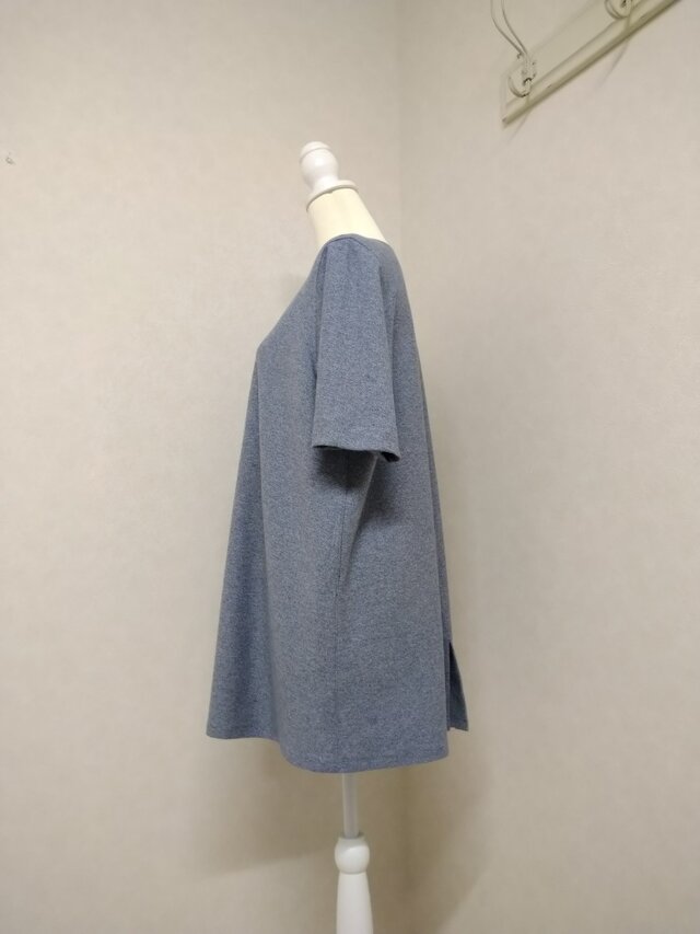 シンプルプルオーバー。ブルーグレー鹿の子。BLPO-156 | iichi - ハンドメイド・アンティーク・食品・ギフト・手作り