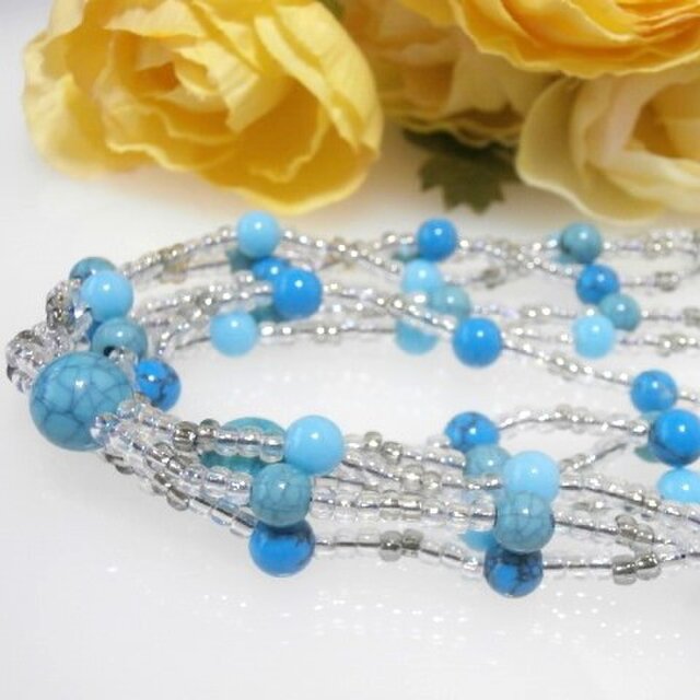 B9058 ターコイズカラーのネックレス | iichi 日々の暮らしを心地よくするハンドメイドやアンティークのマーケットプレイス