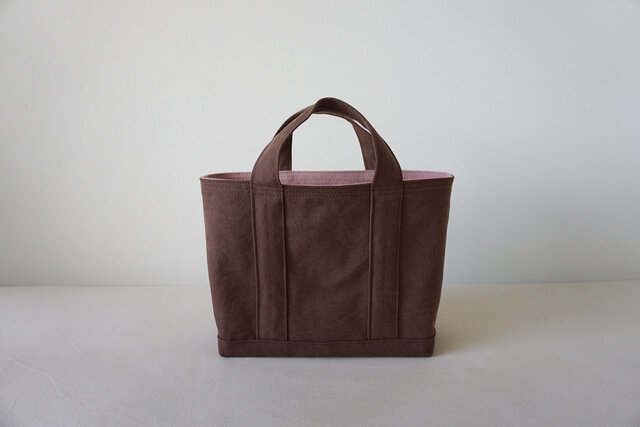 TOTE BAG -bicolor- (M) / brown × babypink | iichi 日々の暮らしを心地よくするハンドメイドやアンティークのマーケットプレイス